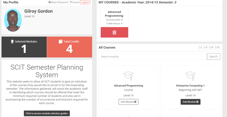 SCIT Semester Planning - GGordon Portfolio